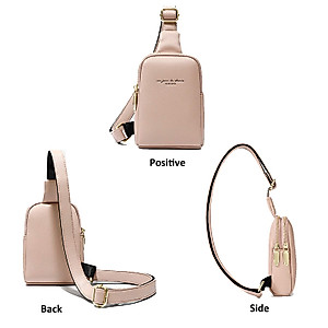 KOOIJNKO Women Vegan Leather Sling Bag, Outdoor One Shoulder Crossbody Chest Bag, Black