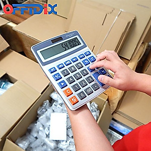 OFFIDIX Basic Office Calculators,Solar and Battery Dual Power Electronic Calculator Portable Large LCD Display Calculator Big Numbers Desktop Calculator (Big Size)