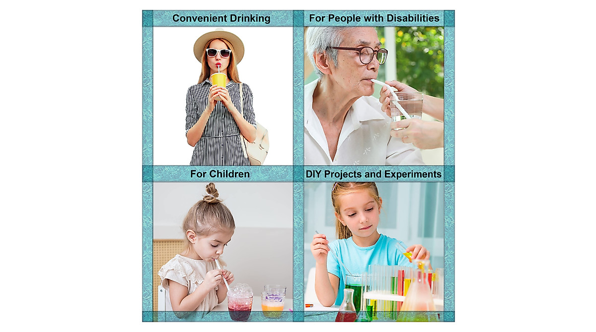 11 Inch Bendable Straws - 14 Pack Reusable Flexible Straws