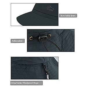 BROTOU Sun Hats for Women/Men, UPF 50+ Wide Brim Bucket Hat, Waterproof and Foldable Boonie Hat with UV Protection for Hiking Fishing Garden Safari Beach (Grey)