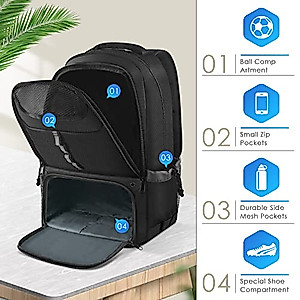 BROTOU Soccer Bag, Basketball Backpack with Ball Compartment, Soccer Backpack for Basketball/Volleyball/Football, Large Capacity Sports Equipment Bags for Men/Women