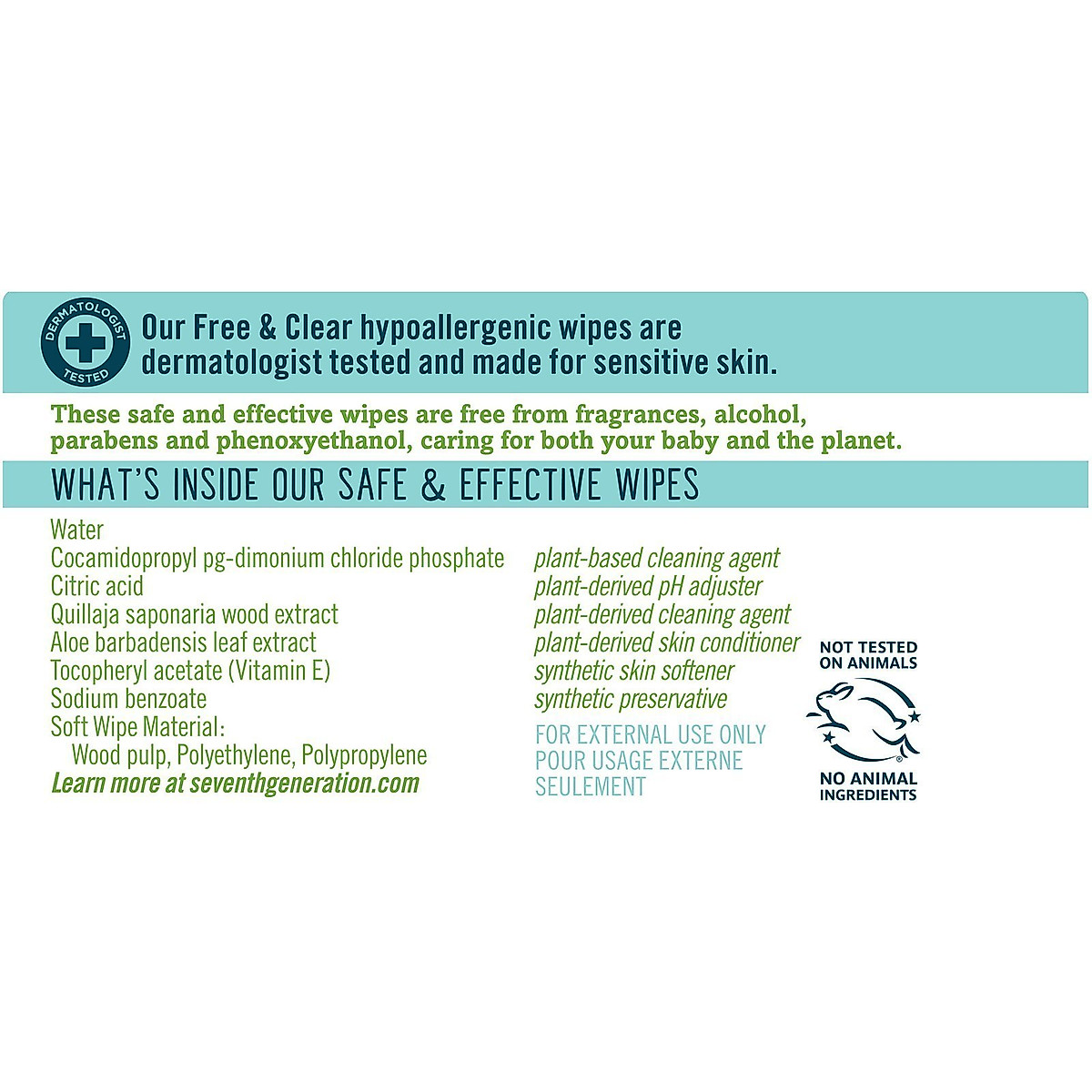 SEVENTH GENERATION Free & Clear Travel Baby Wipes 30Ct, 30 CT