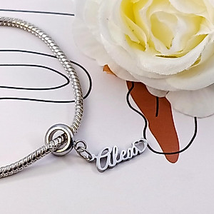 QeenseKc Logan Name Heart Charm Personalized for Pandora European Bracelet Necklace Women Gift