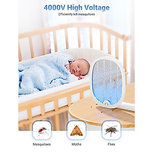 YISSVIC Electric Fly Swatter Foldable Bug Zapper Racket 2 in 1 Mosquito Killer with Purple Attractant Light Rechargeable 1800mAh for Indoor Home Backyard Patio Camping