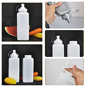 Square Plastic Large-Caliber Jam Jar Squeeze Bottle, Tomato Jam Salad Cream Sauce Bottle Oil Dispenser Kitchen Gadgets(transparent)