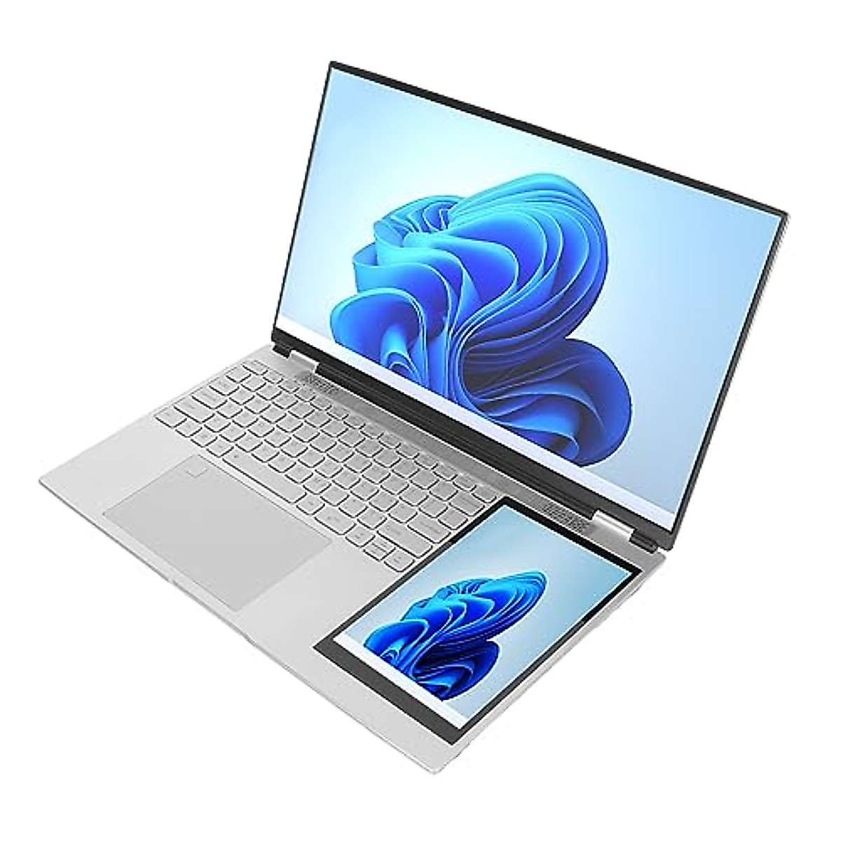 Bewinner HD Laptop, 2.4G 5G Dual Band WiFi 1280x800 7 Inch IPS Dual Screen Touch Screen Laptop Fingerprint Unlock 100-240V for Windows 11 for Classes (16GB+2TB US Plug)