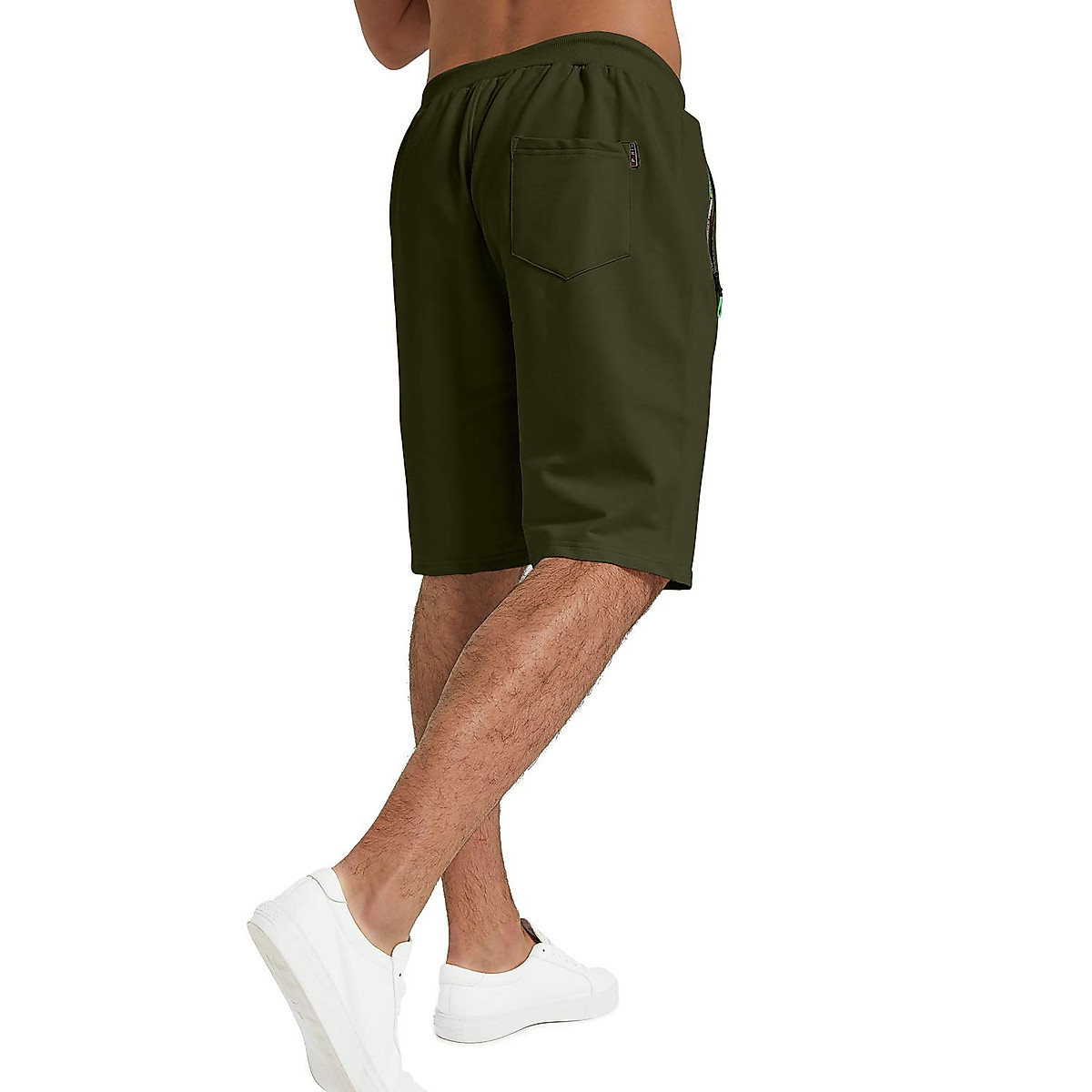 YTD Men's Shorts Casual Classic Fit Drawstring Summer Beach Shorts with Elastic Waist and Pockets 3XL Army Green