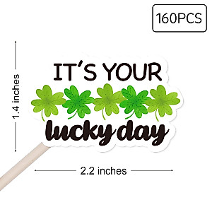 MEYFCLA It’s Your Lucky Day Patrick's Sticker,Cute Small Business Envelopes Stickers for Handmade Goods/Bags Packages ,Patrick's Theme Shop Seals 160 Labels