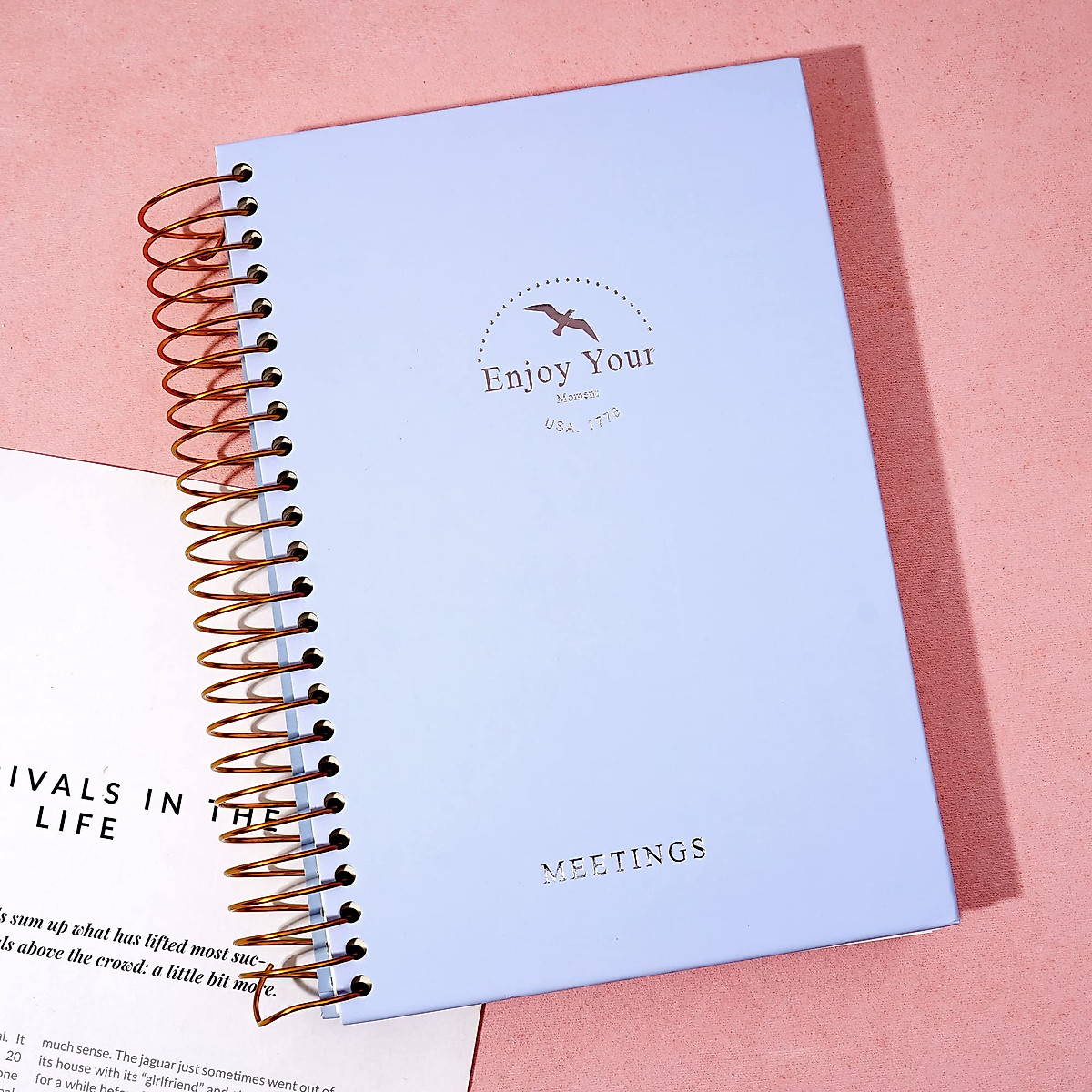 Meeting Notebook for Work with Action Items 120 Sheets Meeting Planner Organizer for Office Meeting Agenda Book Spiral Meeting Notes Notebook for Women Men, A5 Blue