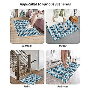 Front Door Mat, Non - Slip Absorbent Door Entry Mats, Doormats Indoor/Outdoor Entrance Small Rugs, Retro Moroccan Tile Pattern Print Doormat - Easy to Clean Floor Mats for Home 20x32 Inch
