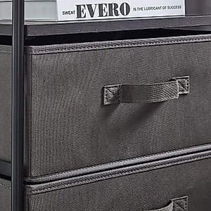 OLD CAPTAIN 3 Drawer Fabric Dresser with Charging Socket Tall Nightstand for Bedroom,Brown+Dark Grey…