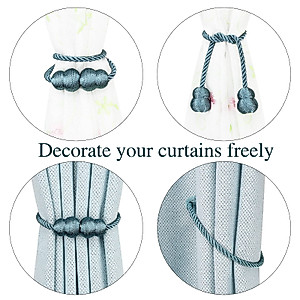 Hangtty Magnetic Curtain Tiebacks 2 Pack Rope Decorative Curtain Tie Backs Elegant Curtain Holders for Drapes Outdoor Window Treatment Holdbacks, Blue
