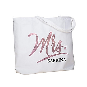 ELEGANTPARK Future The Mrs. EST. 2023 Personalized Bride Tote Wedding Bachelorette Bridal Shower Gifts Large Shoulder Bag Black with Champagne Glitter