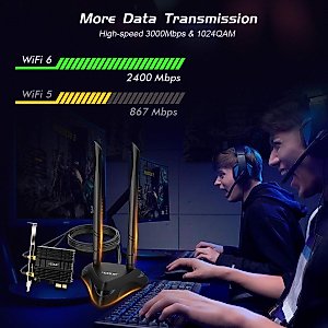 EDUP PCIe WiFi 6E Card, 802.11AX Bluetooth 5.2 AX5400M AX210NGW Heat Sink Tri-Band 6G/5.8G/2.4GHz WiFi 6 PCI-E Wireless Network Card for Desktop PC Support Windows 10/11 64-bit