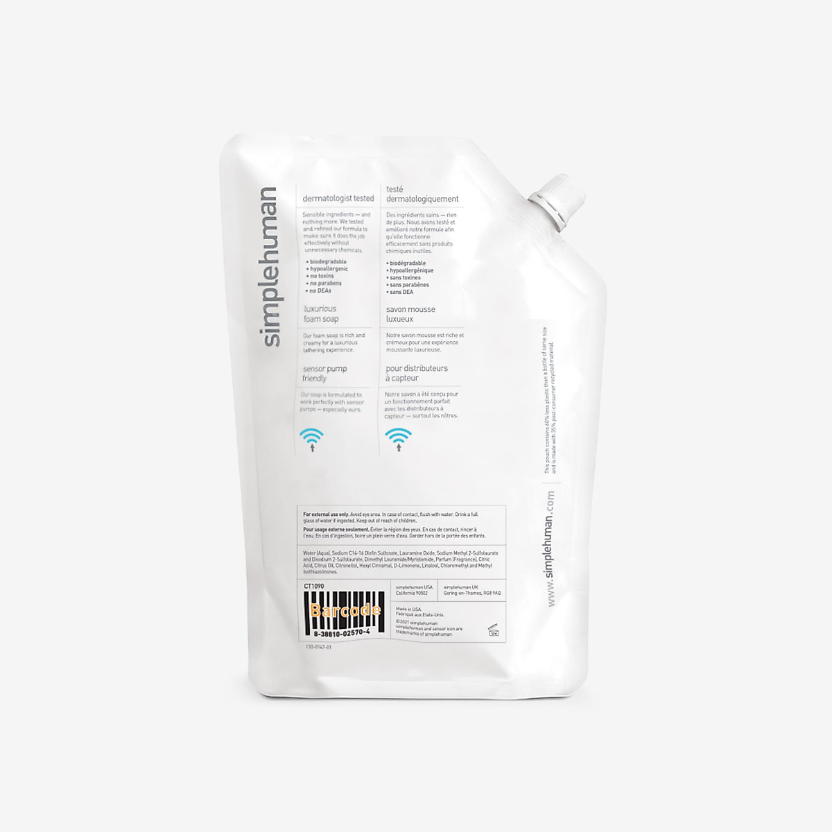 simplehuman Citrus Blossom Dish Soap Refill Pouch, 34 Fl Oz, Pack of 6