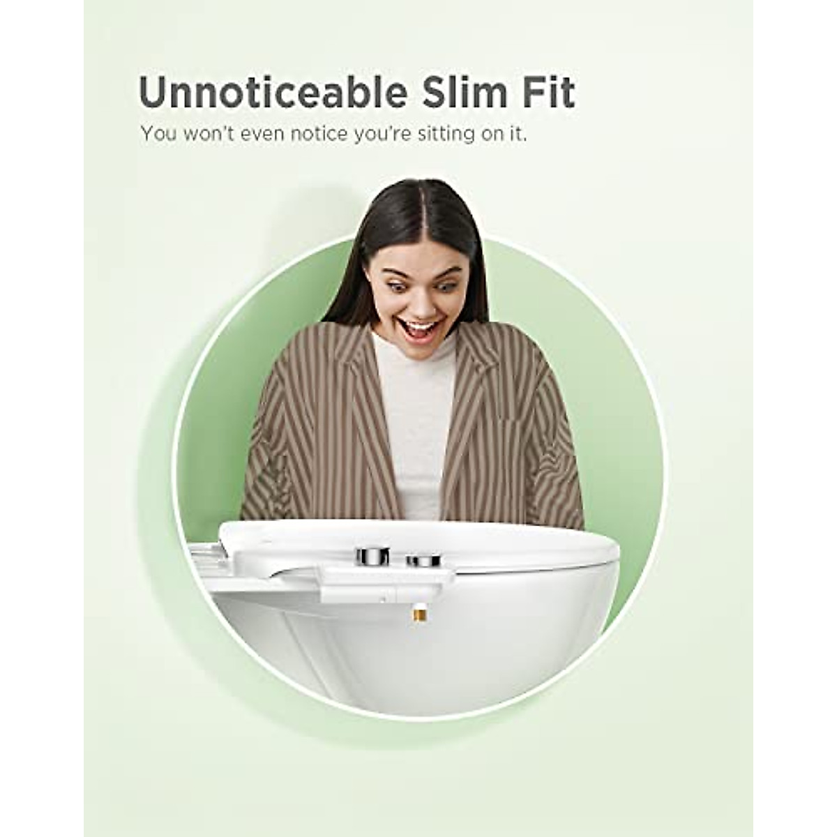 Bidet Attachment for Toilet, Ciays Ultra-Slim Bidet Toilet Seat Attachment , Self-Cleaning Dual Nozzles, Non-Electric Bidet Attachment for Sanitary and Feminine Wash, Sliver/White (CIBA02)