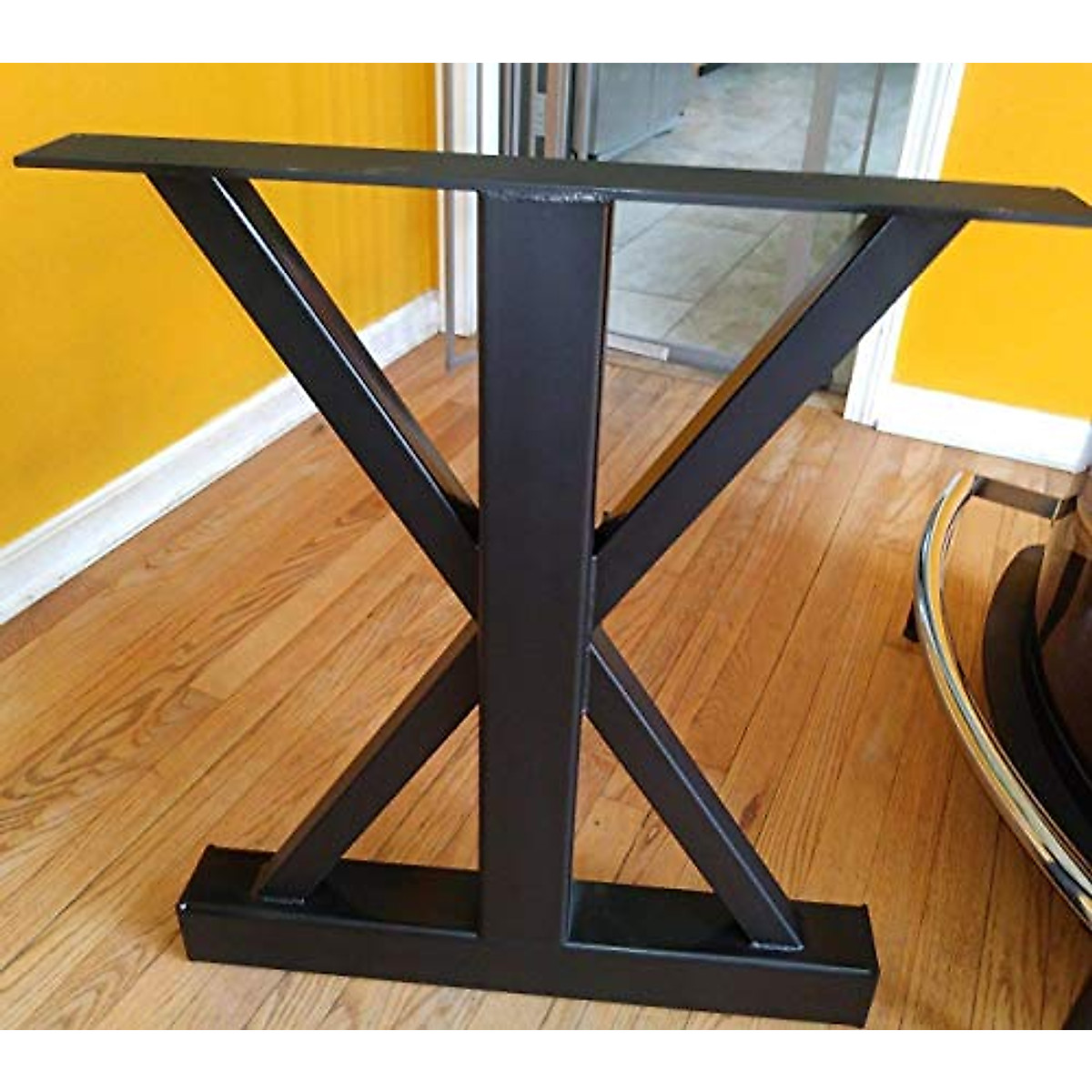 28 inch Metal Bench and Dining Legs Set of 4| Trestle-Shape Heavy Duty Table Legs Metal Couch Legs Furniture Legs| Black Metal For Wood Stone Glass Tabletops| Metal Legs for Coffee Table (16 inch)