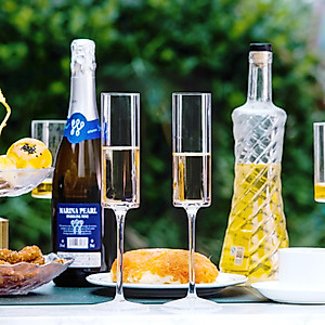 BACLIFE Crystal Champagne Flutes Set of 6 - Hand Blown Champagne Glasses With Long Stem - Elegant Sparkling Wine Stemware - Unique Gift for Birthday,Wedding, Anniversary - 6.5 oz, Clear…