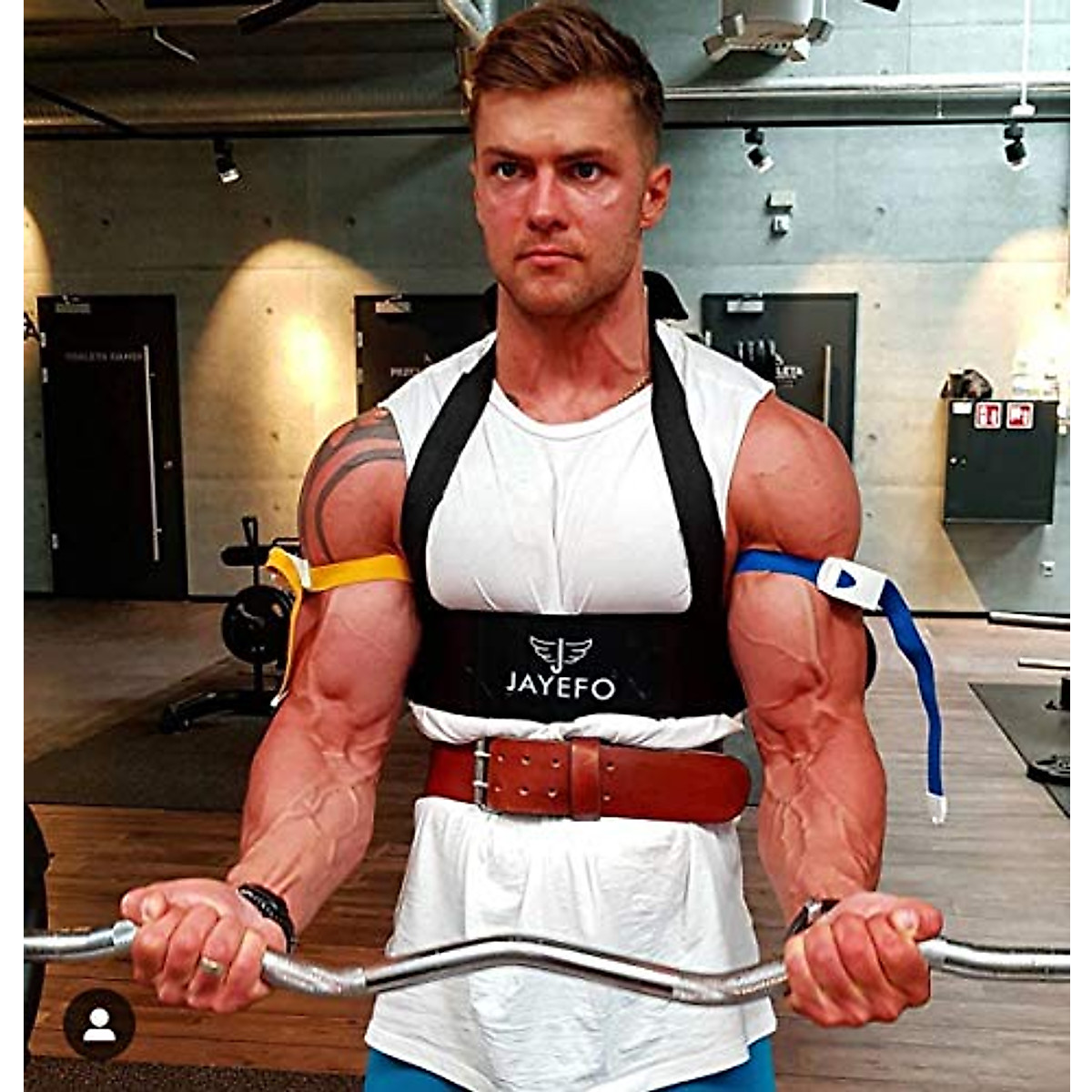 Jayefo Sport Arm Blaster for Biceps, Ez Curl Bar and Preacher Bar - Bicep Blaster and Arm Exercise Equipment - Forearm and Biceps Workout Equipment - Adjustable Size - Black