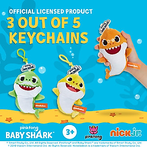 Baby Shark Coin Purse Set – Set of 3 Baby Shark Plush Toys, Including Baby, Mommy, & Daddy Shark – Washable Polyester with Zipper – Party Favors and Gifts by PMI, 6.2 in., 3 Pack, Ages 2+