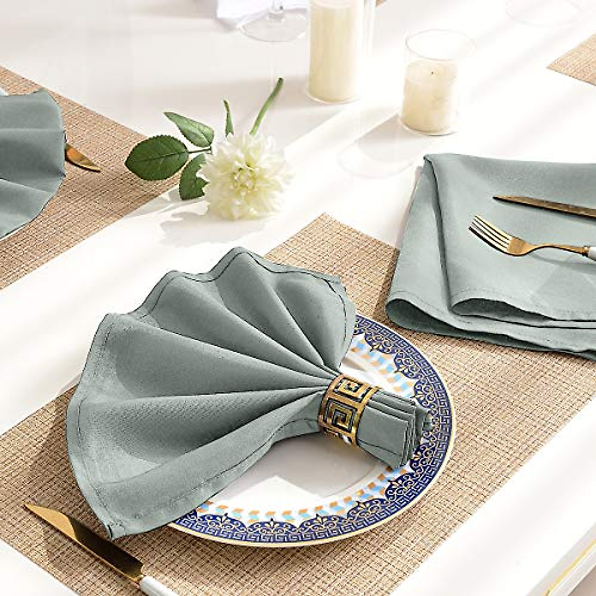 Cloth Napkins Washable and Soft Dinner Napkins 12 Pack Polyester Napkins for Dining Restaurant Hotel and Wedding