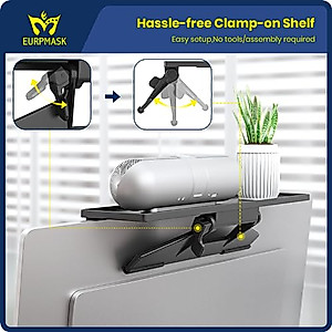 2 Pieces TV Top Shelf - EURPMASK Adjustable Computer Monitor Top Shelf,Stable TV Top Storage Bracket,Clamp-on Computer Screen Shelf for Soundbar,Figure Display,Cable Box,Home Office Decor, 13.4 x 3.3