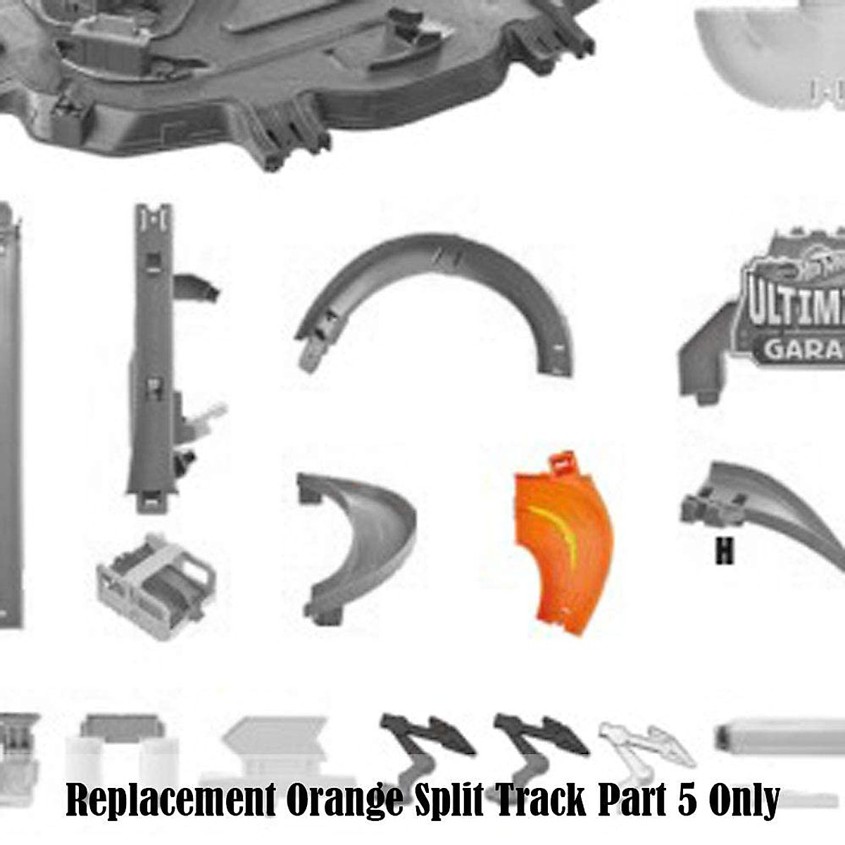 Replacement Parts for Hot Wheels City Ultimate Garage GJL14 - Die-Cast Cars Playset ~ Replacement Track Part #5 - Orange Split Track