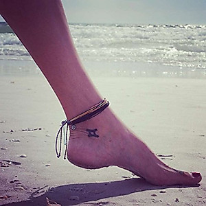 Pura Vida Black Anklet 100% Waterproof, Wax-Coated with Iron-Coated Copper Charm