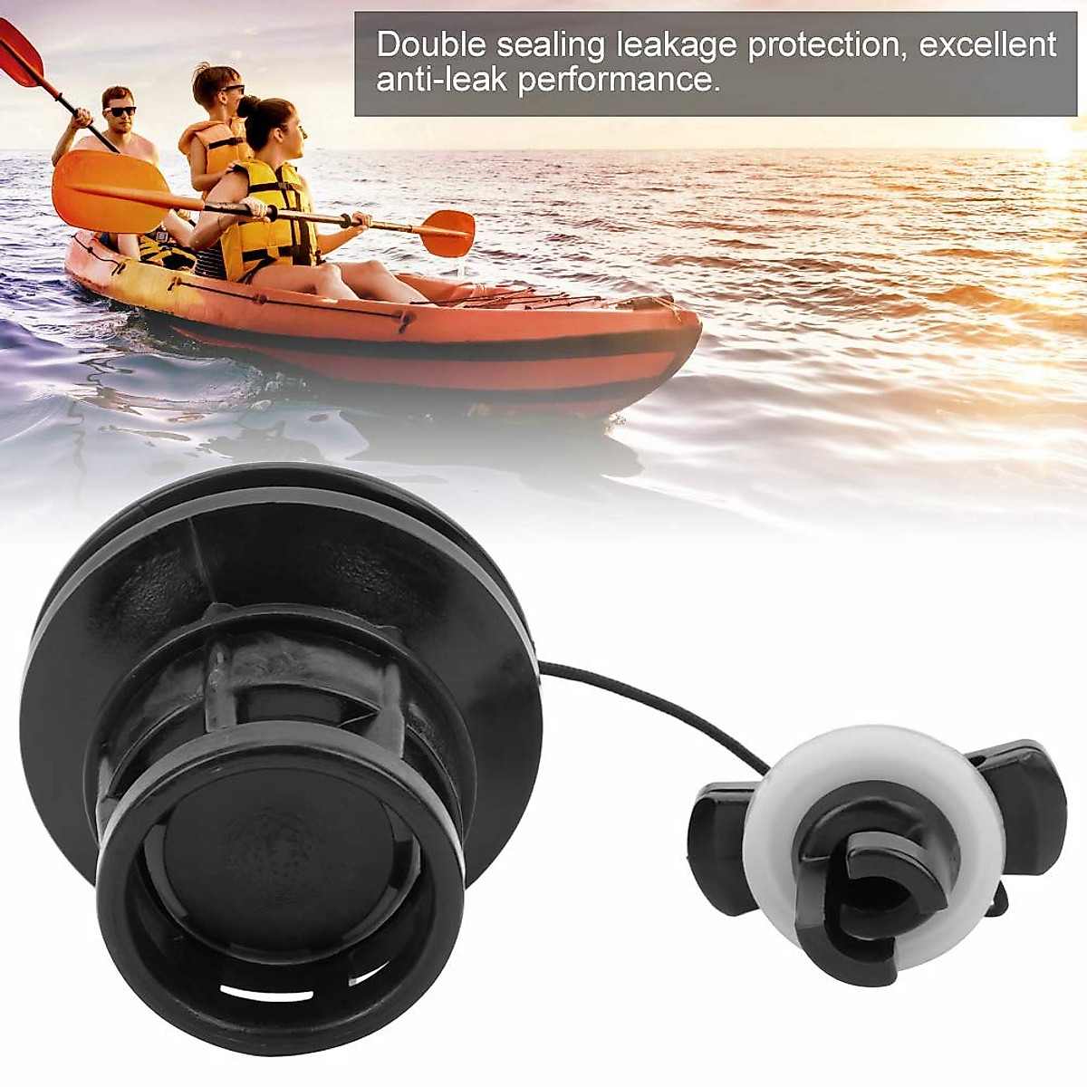OUKENS Boat Air Valve, PVC Double Seal Anti-Leakage Secure Air Valve Cap Spiral Air Plugs Replacement for Inflatable Boat Raft Paddle Surfboard Airbed Dinghy
