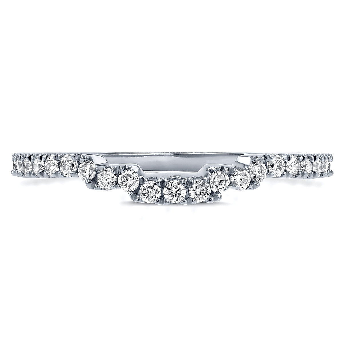 Kobelli Notched Diamond Wedding Band 1/4 Carat (ctw) in 14k White Gold, Size 10, White Gold