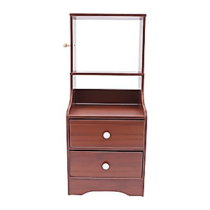 Eapmic 2 Drawers Dresser with Top Cabinet Storage, Nightstand End Bedside Table Storage Cabinet Chest of Drawers with Open Shelf, Wide Storage Space for Home Office,White (2 Drawers,Brown)