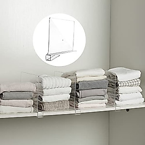 2PCS Acrylic Clear Shelf Dividers, Closet Dividers for Shelves, Shelf Separators in Closet, Wood Shelf Organizer for Closet, Bedroom, Kitchen and Office
