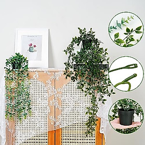 MARTINE MALL 2 Packs Artificial Hanging Plants Fake Hanging Plants, Small Potted Hanging Plants Fake Plants Mandala Hanging Vine Eucalyptus Vine for Shelf Home Office Bedroom Indoor Outdoor