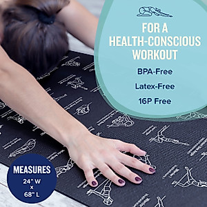NewMe Fitness Yoga Mat for Women and Men - 24” Wide x 68" Long - Non Slip Instructional Yoga Mats - Yoga Pilates Floor Mat for Home and Gym - 5 mm Thick Exercise Mat with 70 Printed Yoga Poses, Green