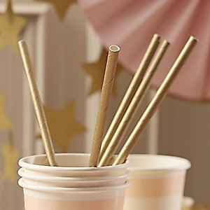 Ginger Ray Pastel Perfection Metallic Party Paper Straws, Gold (PP-651)
