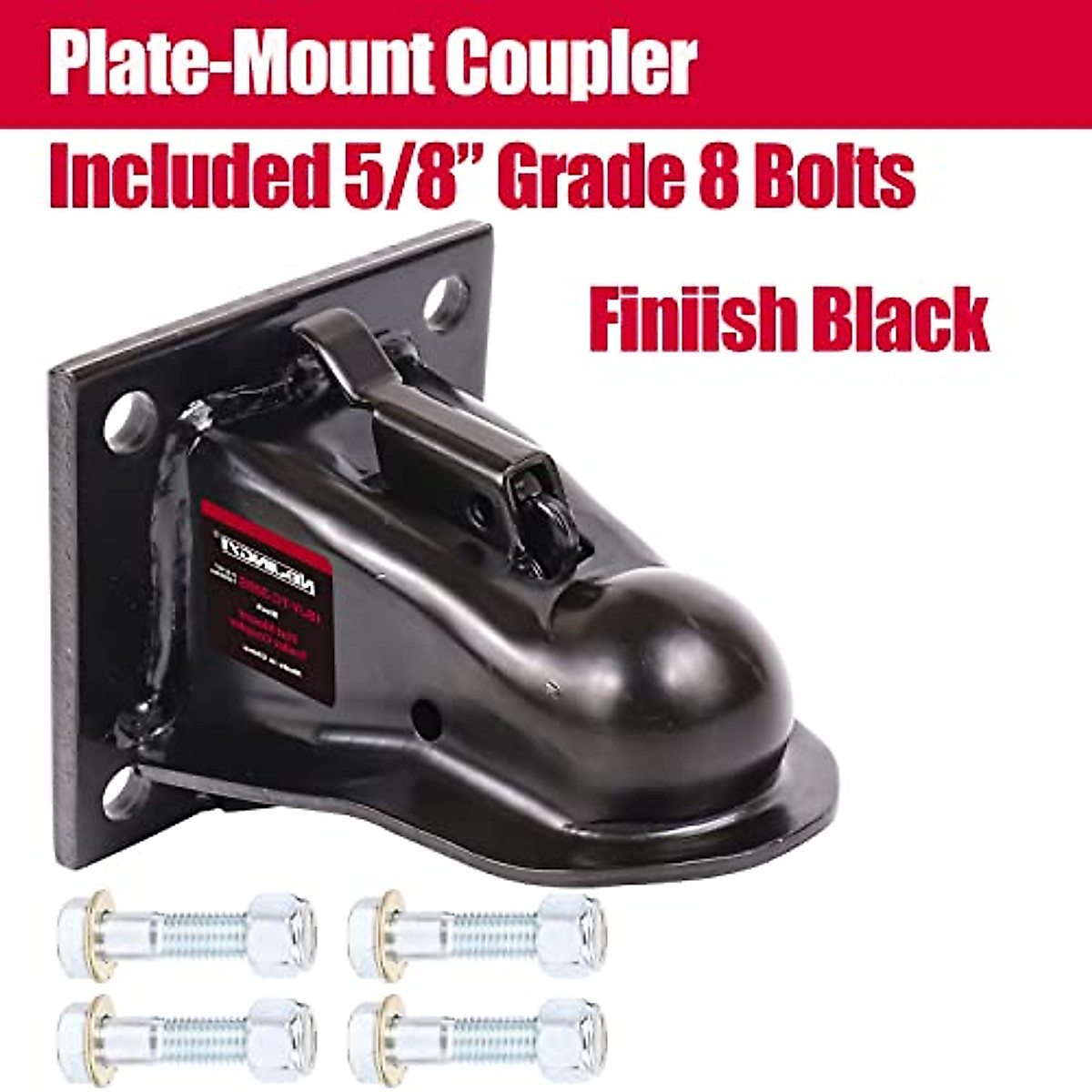 2-5/16 Flat Mount Trailer Coupler,14000LBS,Included Hardware Black Powder Coat Included 5/8 Grade 8 Bolts
