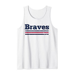 Vintage Braves Retro Three Stripe Weathered Shirt Tank Top