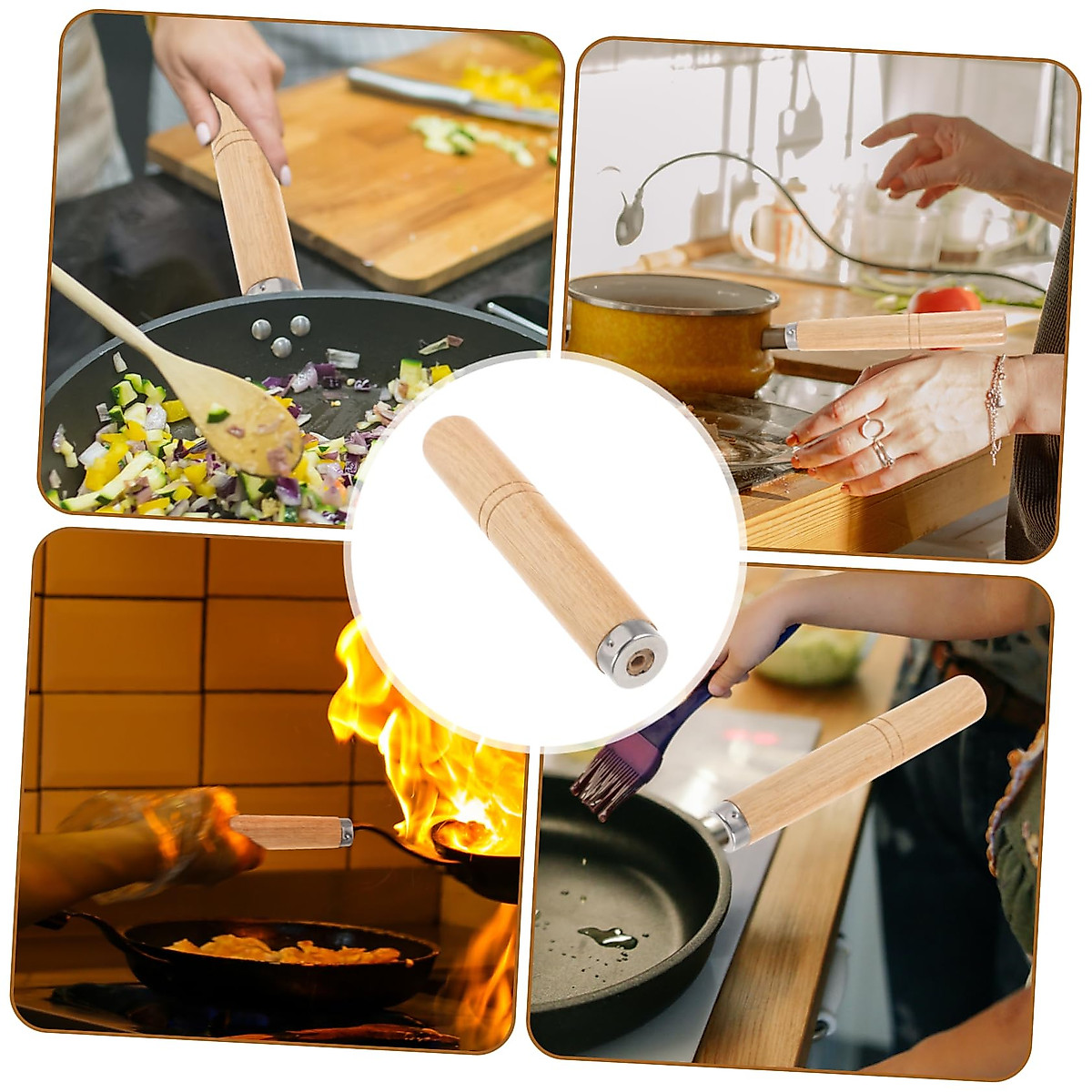 Yardenfun Saucepan Handle Stockpots Handle Cookware Handle Frying Pan Handle Wok Handle Replacement Pan Handle Pot Side Handle Fry Pot Grip Handle Pan Handles Wood Pot Handle Universal