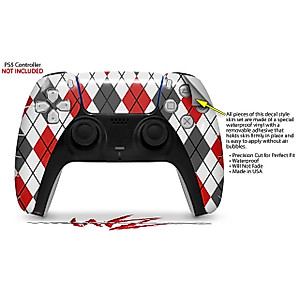 WraptorSkinz Skin Wrap compatible with Sony PS5 DualSense Controller Argyle Red and Gray (CONTROLLER NOT INCLUDED)
