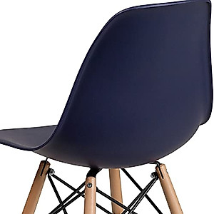 Flash Furniture Elon Series Navy Plastic Chair with Wooden Legs
