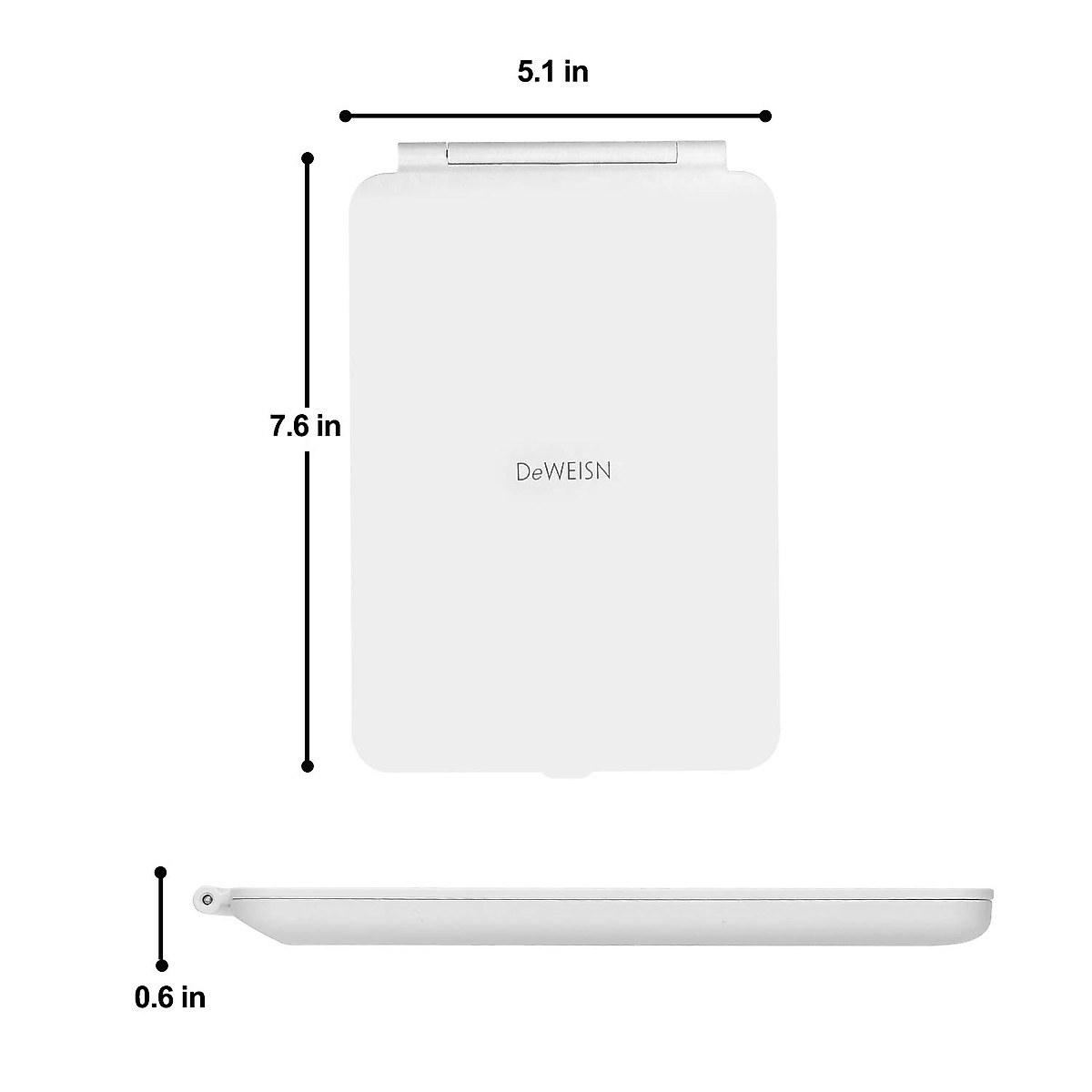 deweisn LED Tabletop Mount Makeup Mirror for Travel, 32 LEDs Lighted Vanity Mirrors with Dimmable Lighting,Compact, Slim, Rechargeable Folding Lighted Mirror for Beauty (White)