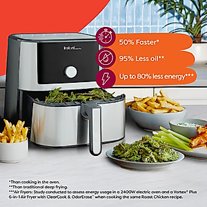 Instant Vortex Plus 6-in-1, 4QT Air Fryer Oven, From the Makers of Instant Pot with Customizable Smart Cooking Programs, Nonstick and Dishwasher-Safe Basket, App With Over 100 Recipes, Stainless Steel