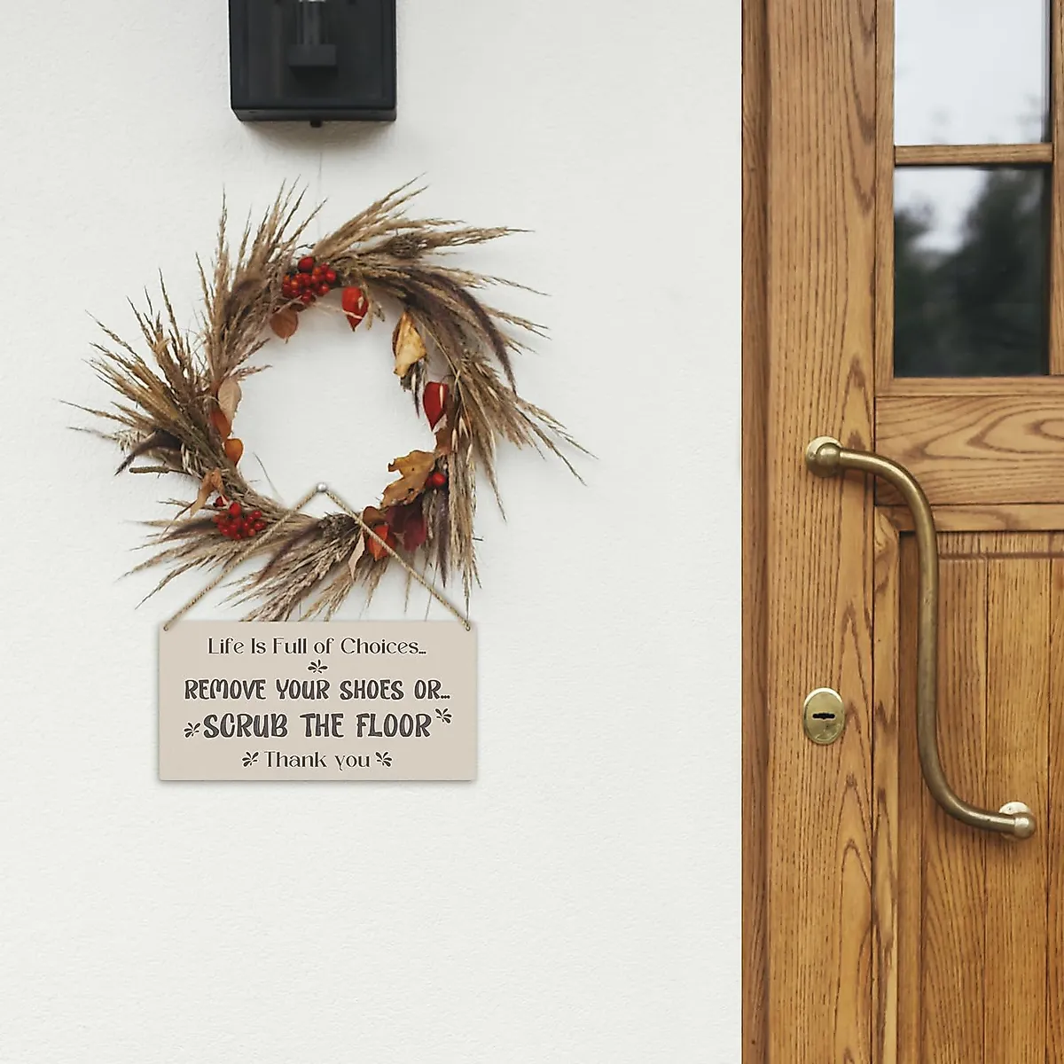 Life is Full of Choices Remove Your Shoes Rustic Wooden Hanging Sign Decor, Front Door Wall Decor Sign Wood Plaque for Farmhouse Bedroom Home Porch Entryway, Hanging Wall Art Gift (1 pack)-08