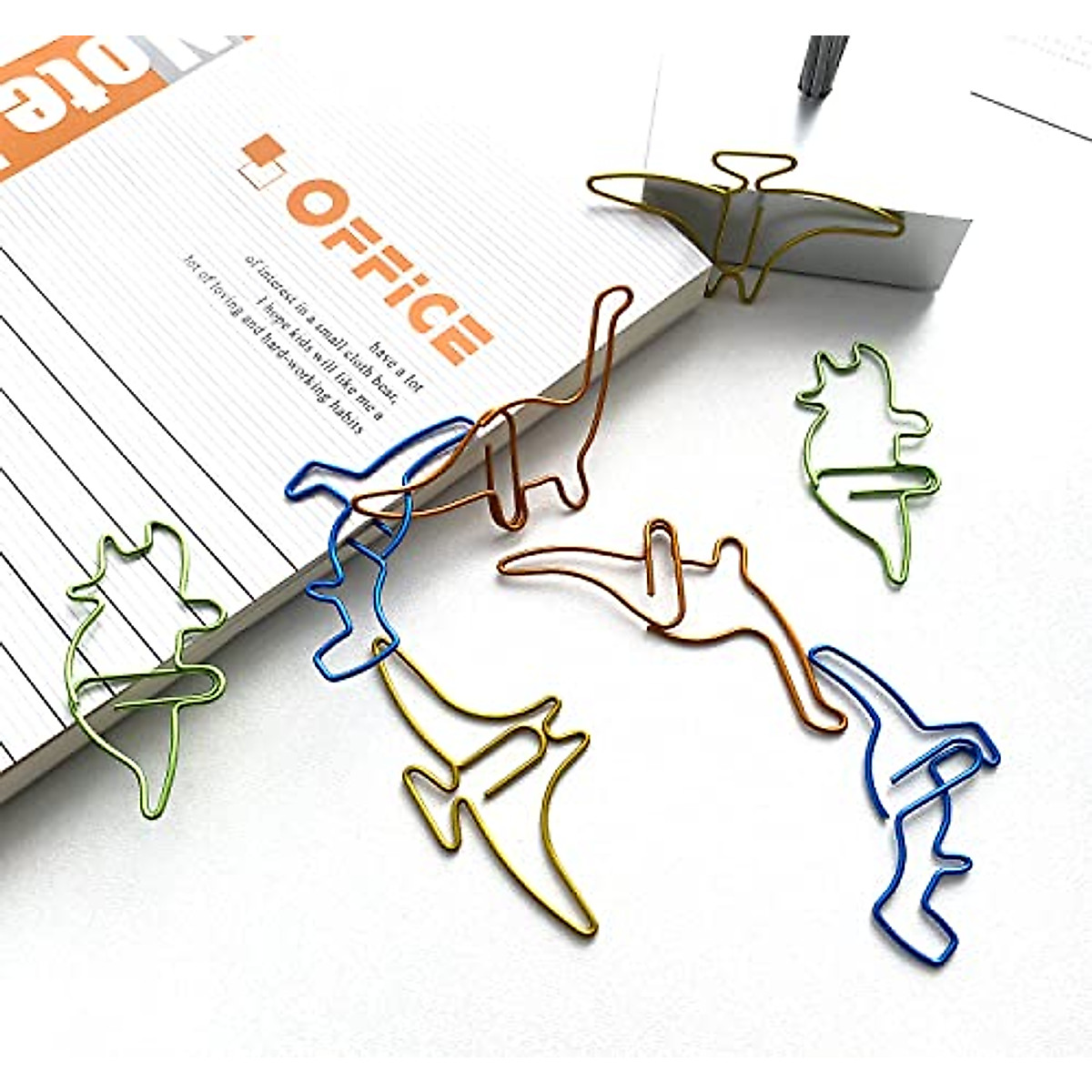 40pcs Funny Dinosaur Paper Clips, Mewuthede Creative Dinosaur Shaped Paperclip, Metal Bookmark Clips Supplies Cute Paper Clips for Home Office Library …