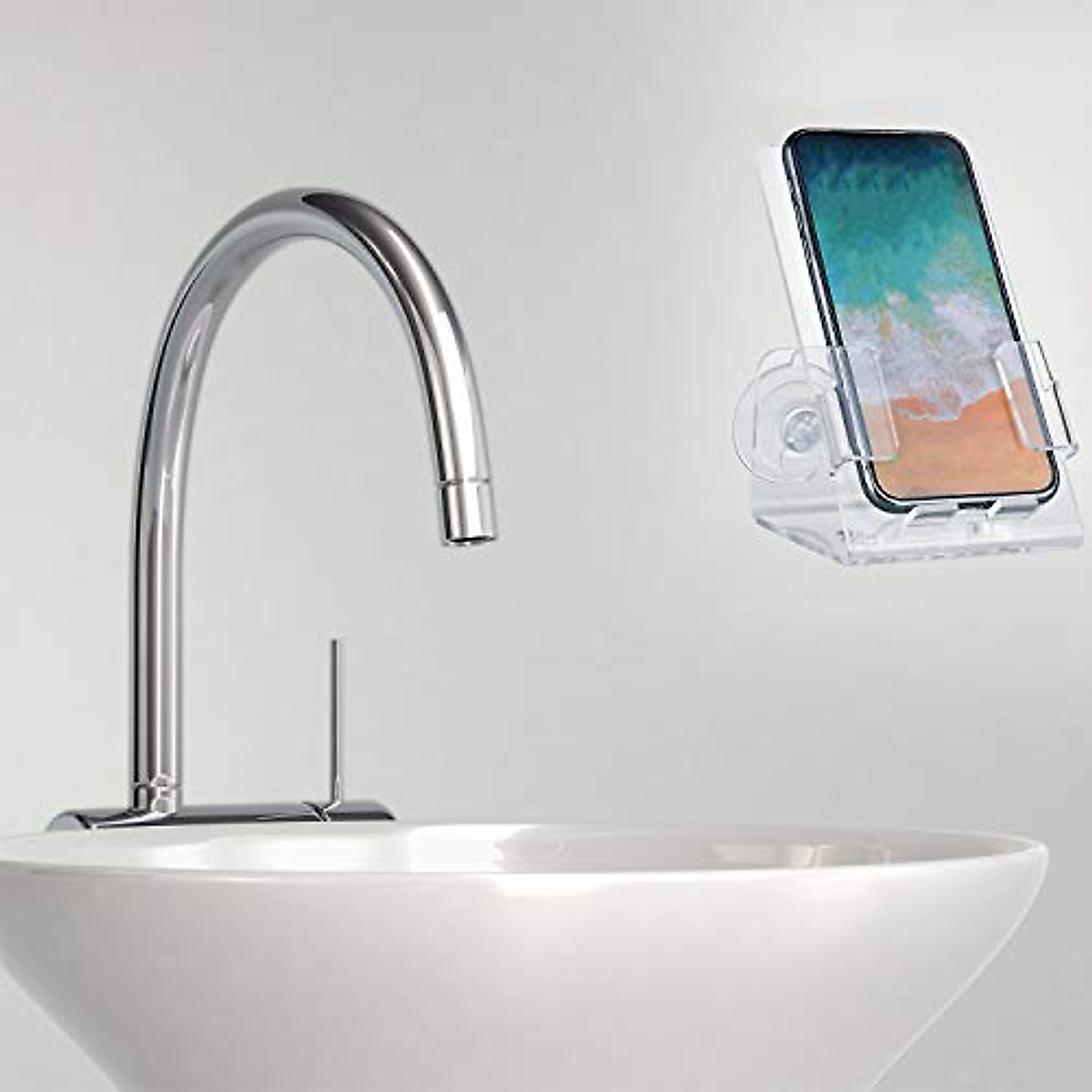 JZMYXA Bath&Shower Cell Phone Stand Holder-Handset Bracket-Suction Cup Bracket -Suction Cup Holder, Holder's Tray Mounted with Two Strong Suction Cups Suit for Most Cell Phones