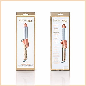 INFINITIPRO BY CONAIR Frizz Free 1 1/4-inch Titanium Ceramic Curling Iron, 1 ¼ inch barrel produces loose curls – for use on medium and long hair, Rose Gold