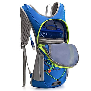 Hydration Backpack, Lightweight Hydration Pack, Water Backpack Pack with 2L Hydration Water Bladder , Suitable for Men Women Kids Biking，Hiking，Camping, Cycling, Running, and Music Festival(Blue)