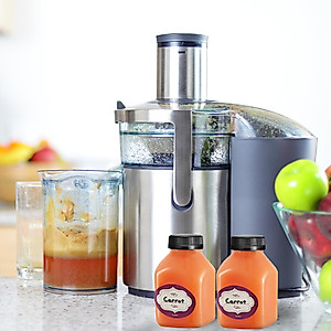 DilaBee Plastic Juice Bottles with Caps - 12 Pack 8oz Small Reusable Water Bottles with Lids for Juicing - Clear Mini Drink Containers for Fridge with Black Tamper Evident Seal