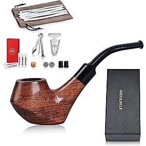 Joyoldelf Smoking Pipe, Wooden Tobacco Pipe with Gift Box, Creative Rosewood Tobacco Pipes for Smoking (no Need Tobacco Pipe Stand) with Pipe Scraper, 9mm Pipe Filter and Smoking Accessories