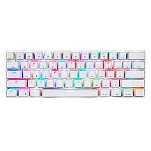 Motospeed CK62 61 Keys RGB Mechanical Keyboard USB Wired BT Dual Mode Gaming Keyboard Pink with OUTEMU Red Switches